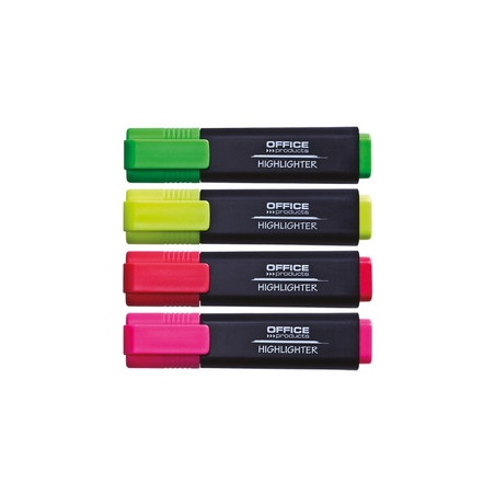 Textmarker varf lat, 4 culori/set, Office Products