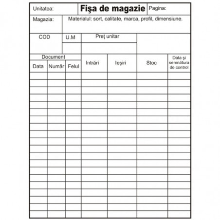 Fisa de magazie, A5