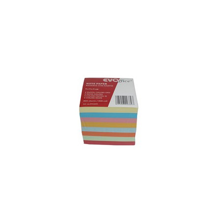Cub hartie color 9x9 cm tiplat, 80 gr, 800 file (4 culori pastel + 4 ...
