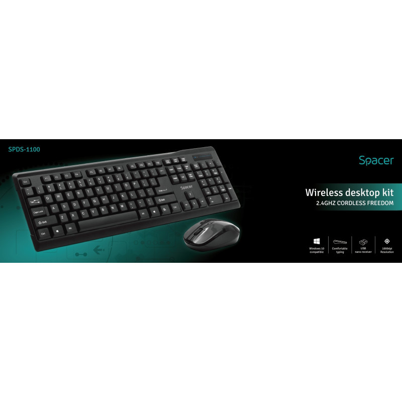 Kit Tastatura + Mouse wireless Spacer SPDS-1100