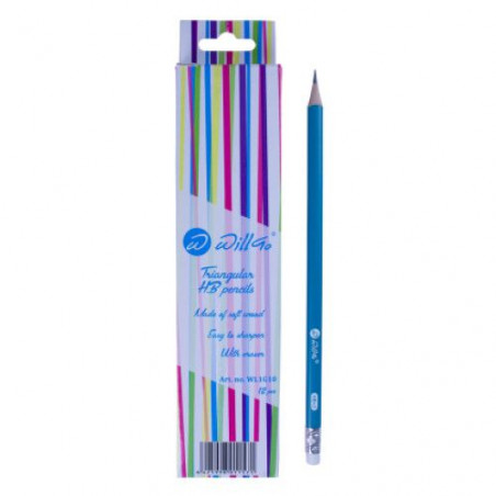Creion HB cu radiera,ascutit, forma triunghiulara